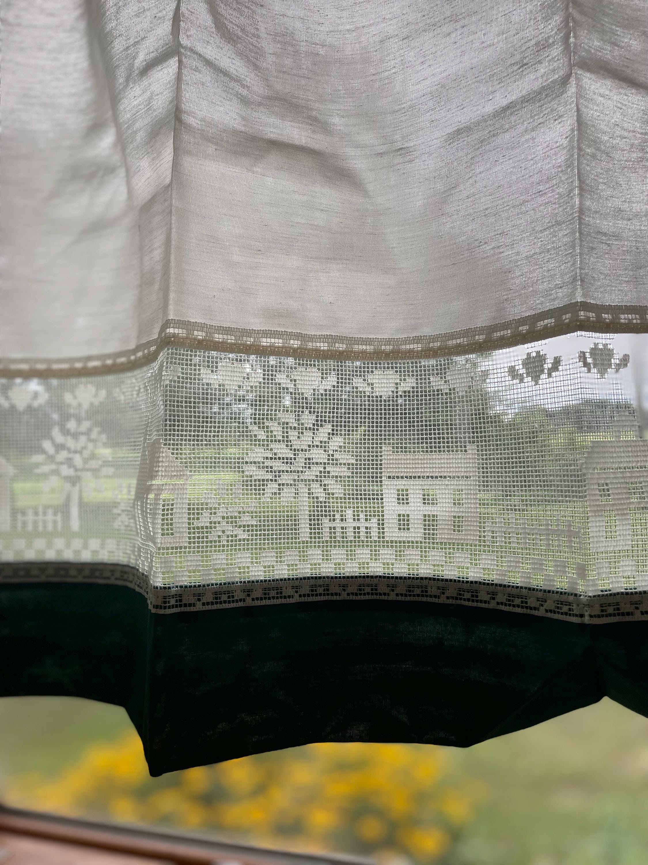 Vintage 90’s Kitchen Curtains With Houses Ruffled Balloon Valance(s) in ...