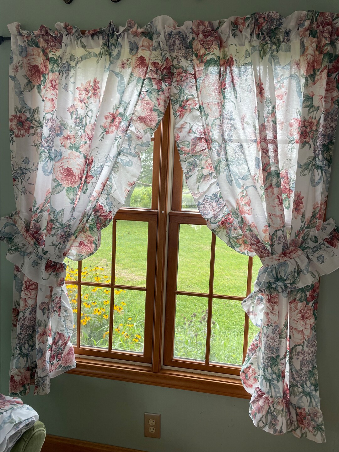 Vintage 1980s Shabby Chic Cottagecore Priscilla Curtain Panels With ...