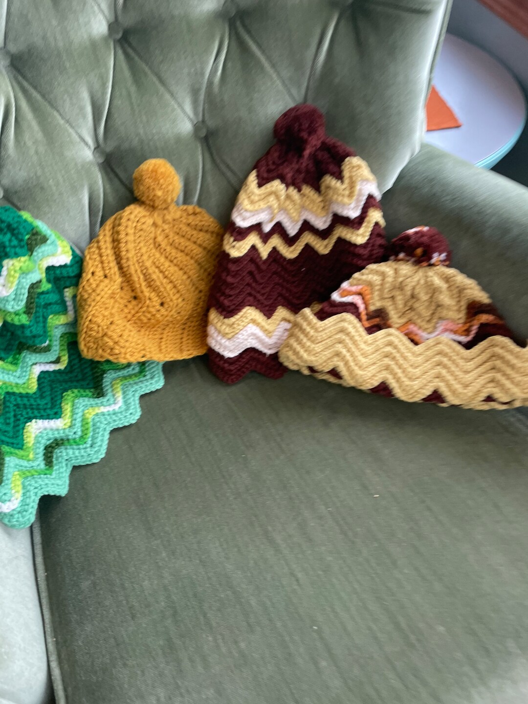 Vintage 1970’s Hand Crocheted Sock Hats New Old Stock Fall Colors Like ...