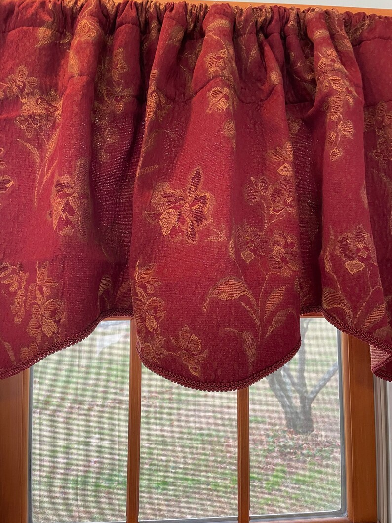 Vintage Curtains Deep Rust Scalloped Tailored Valances - Etsy