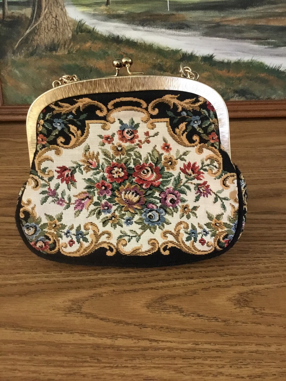 Vintage Walborg Small Rose Tapestry Purse,bags,formal,purses 6.5”x 7 ...