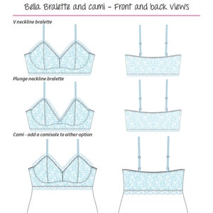 Bella Bralette, Bralette Pattern, Bra Sewing Pattern, Lingerie Pattern ...