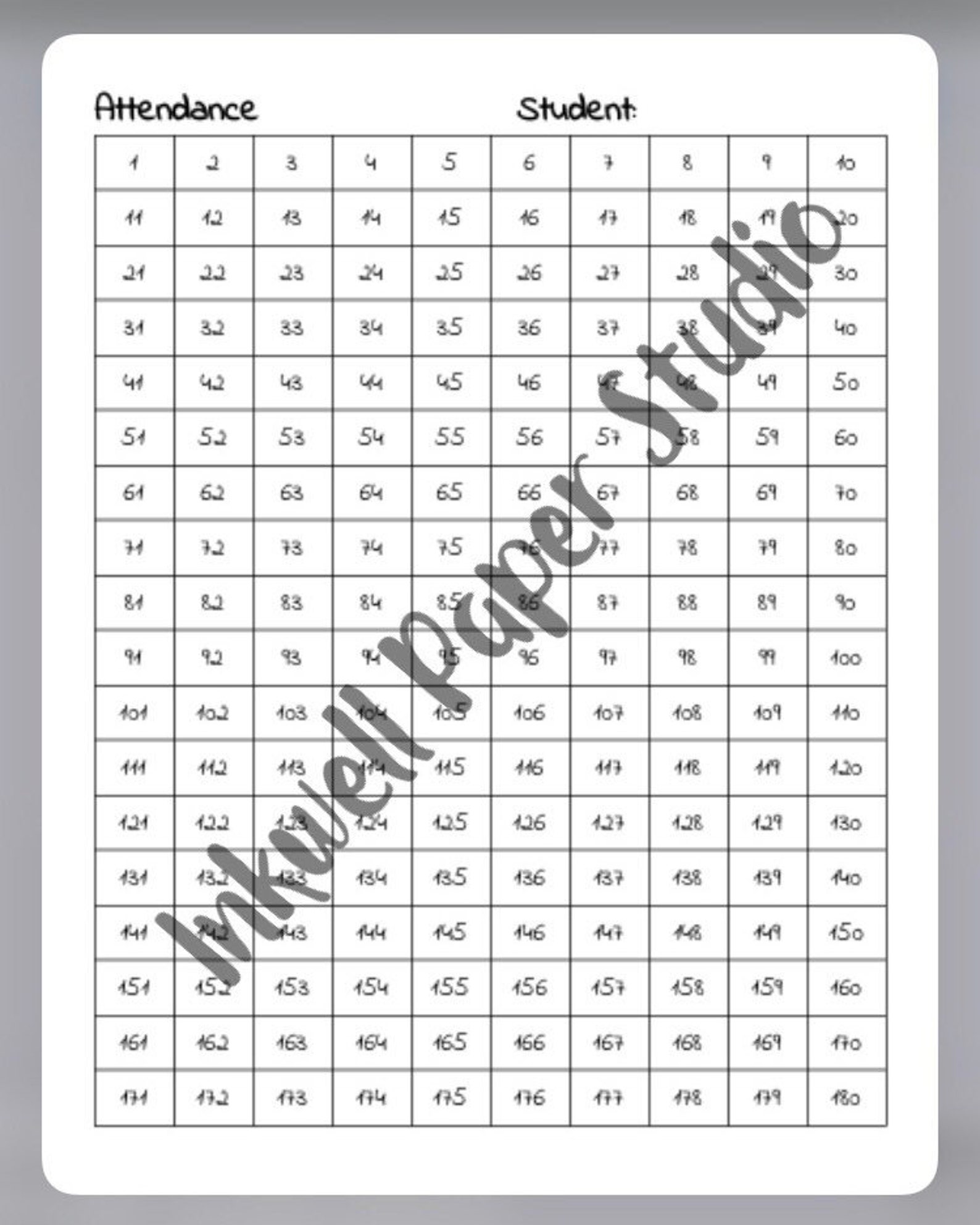 Homeschool Attendance Records 2 Versions: 180 Days Chart / Blank ...