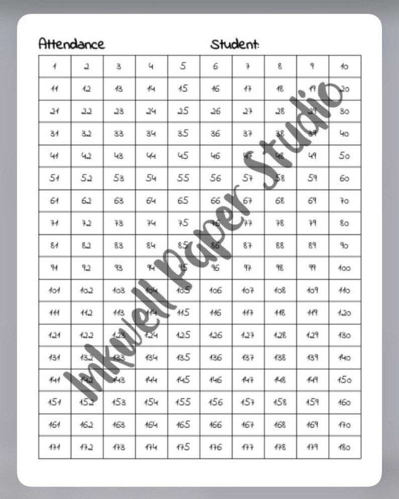 Homeschool Attendance Records 2 Versions: 180 Days Chart / Blank ...