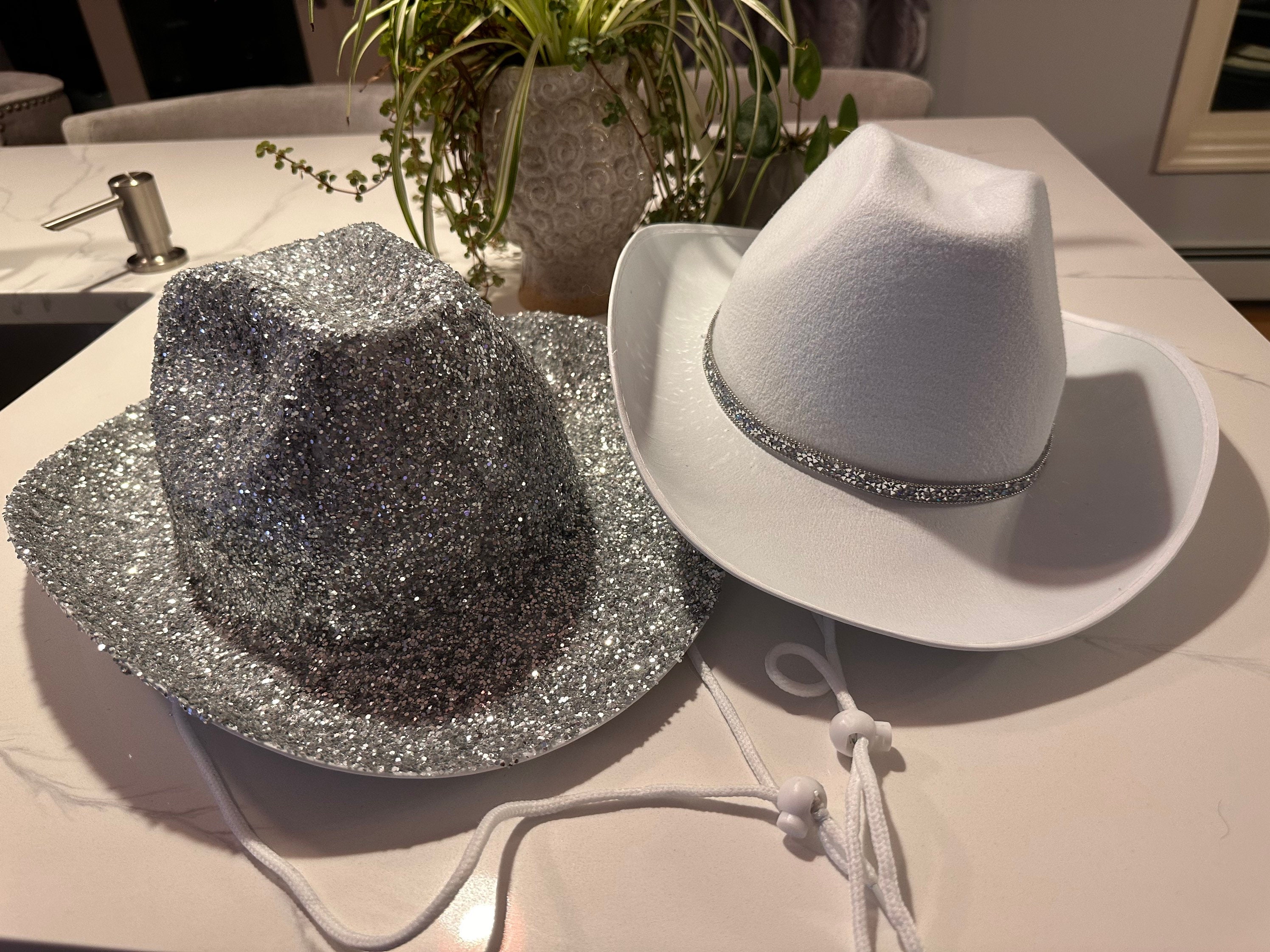 Silver Glitter Glam Cowboy Hats - Etsy