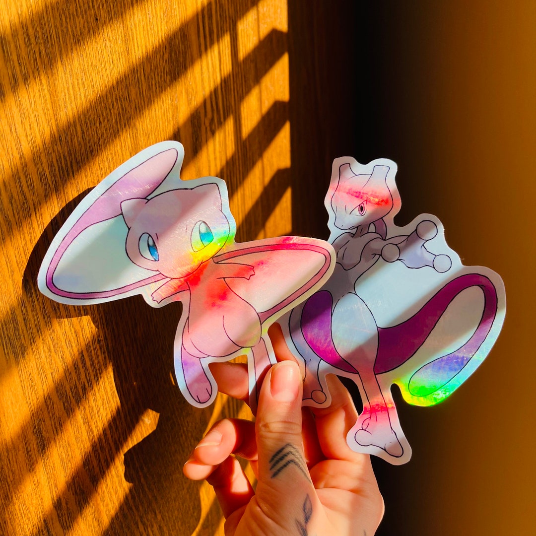 MEWTWO STICKER Holographic Mew Poke.mon Diecut Decal Anime - Etsy