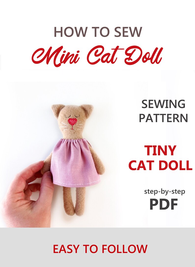Cat Doll SEWING PATTERN PDF Mini Stuffed Cat Animal Doll | Etsy