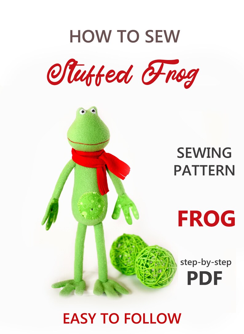 Frog SEWING PATTERN PDF Frog Plush Pattern Stuffed Frog | Etsy