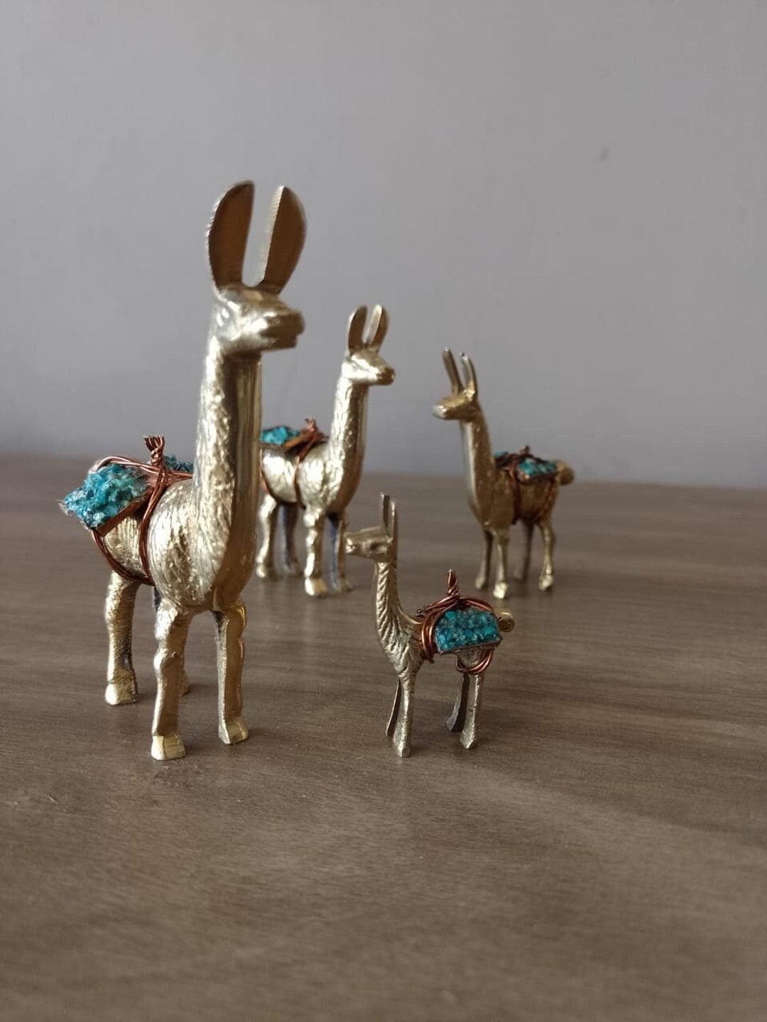 Peruvian Llama Figurine X4. Carved in Bronze. Perfect Gift, Peruvian ...