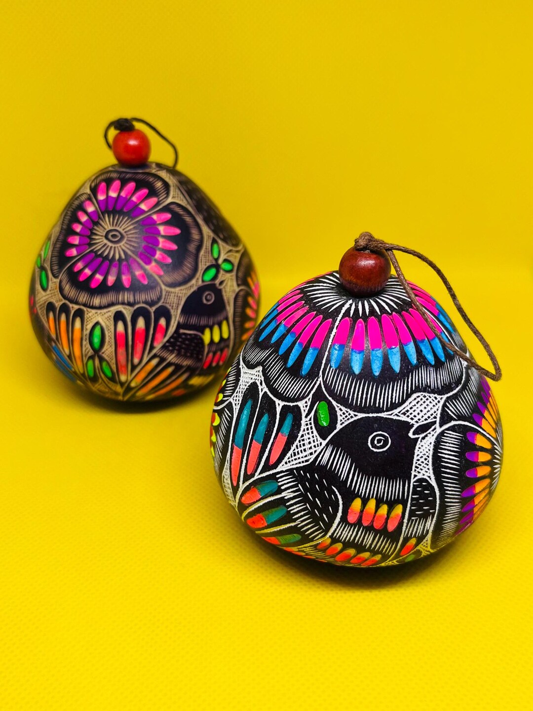Hand-carved Peruvian Bird on Gourd – Artisan Craft, Hand-painted ...