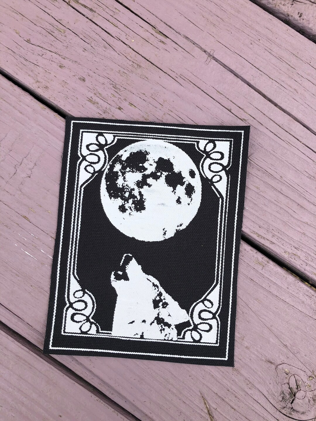 CALL of the Wild Wolf and Moon Patch Grey Sew on Canvas - Etsy