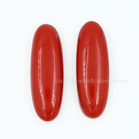 Red Coral Pear Shape Flat Back Cabochon Gemstone for Jewelry Making ...