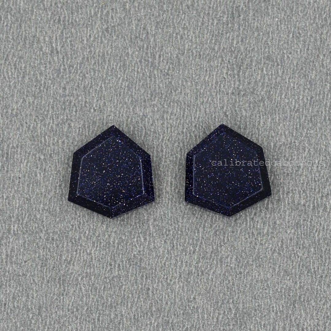Blue Goldstone Gemstone: Hexagon Step Cut, Hand Polished (10-20mm) - Etsy