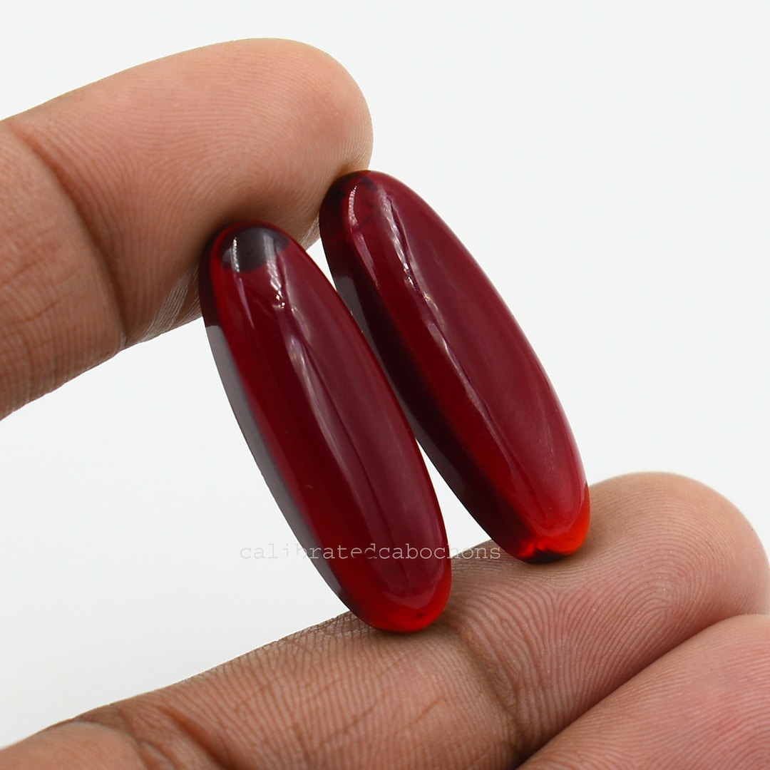 Garnet Quartz Gemstone, Pair Gemstone, Garnet Quartz 10x30 Mm Long Oval ...