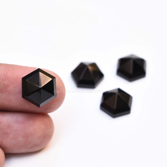 Amazing Cut Black Onyx Gemstone Pyramid Shape Hexagon Flat | Etsy