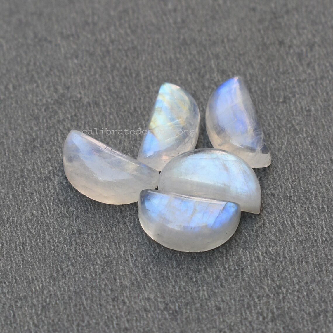 Moonstone Cabochon Rainbow Moonstone Half Moon Flat Back - Etsy
