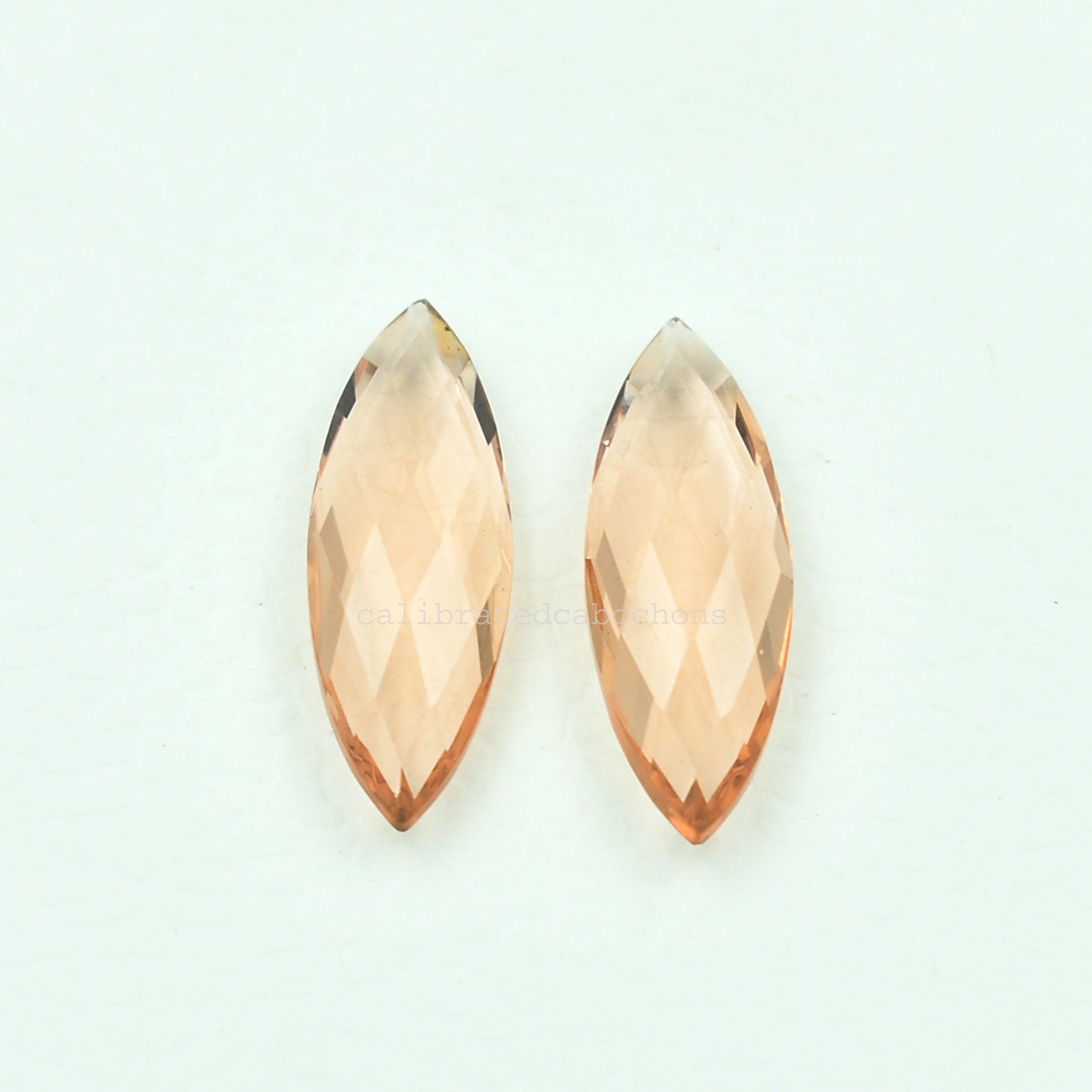 Morganite quartz pair gemstone 10x30 mm long marquise | Etsy