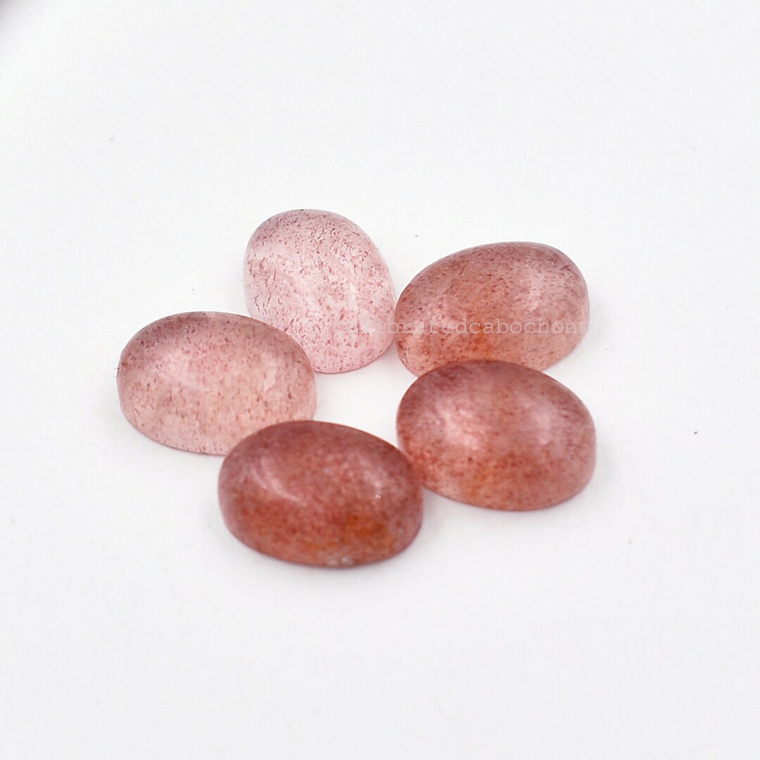 Natural Stawberry Quartz Cabochon Oval Shape Flat Cabochon - Etsy