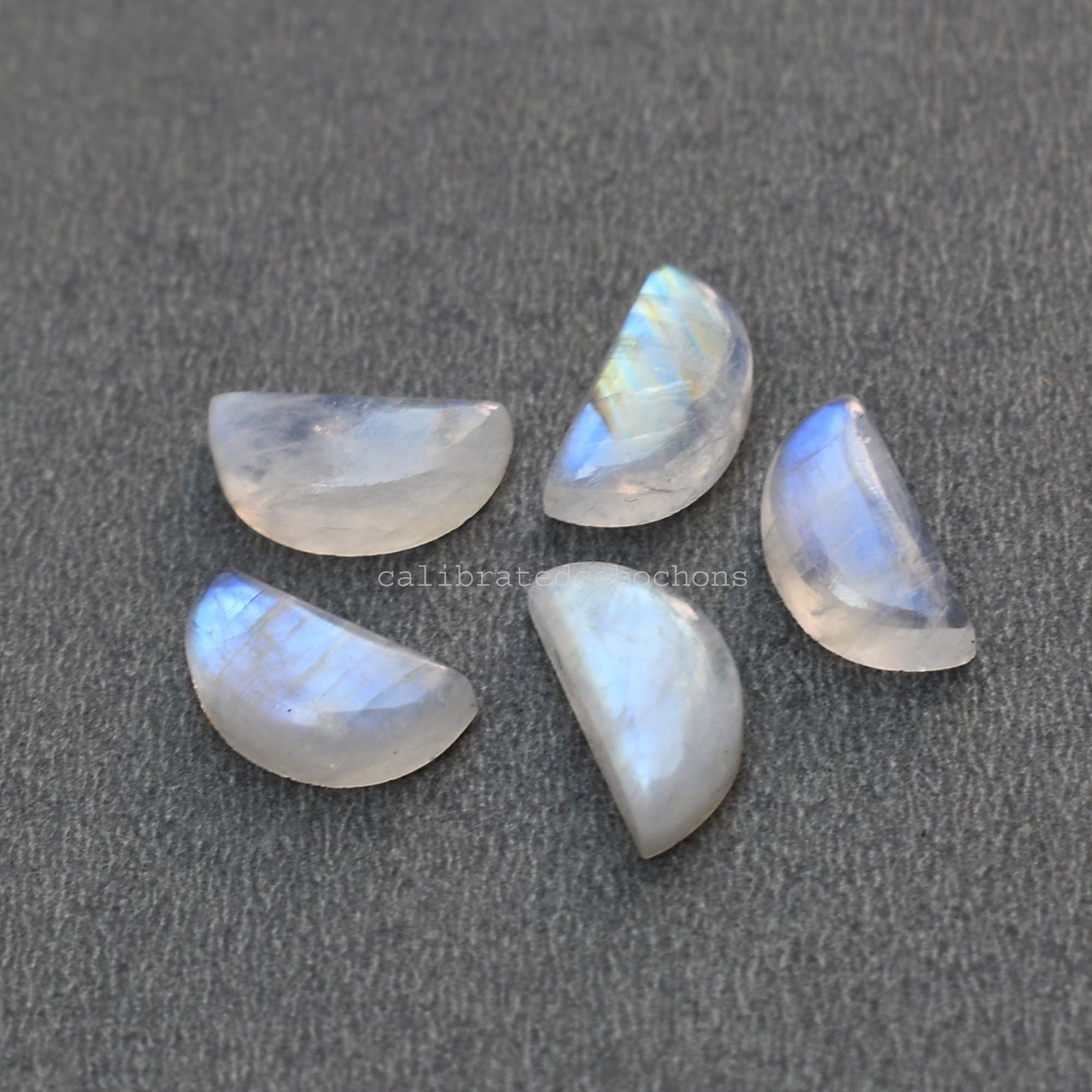 Moonstone Cabochon Rainbow Moonstone Half Moon Flat Back | Etsy