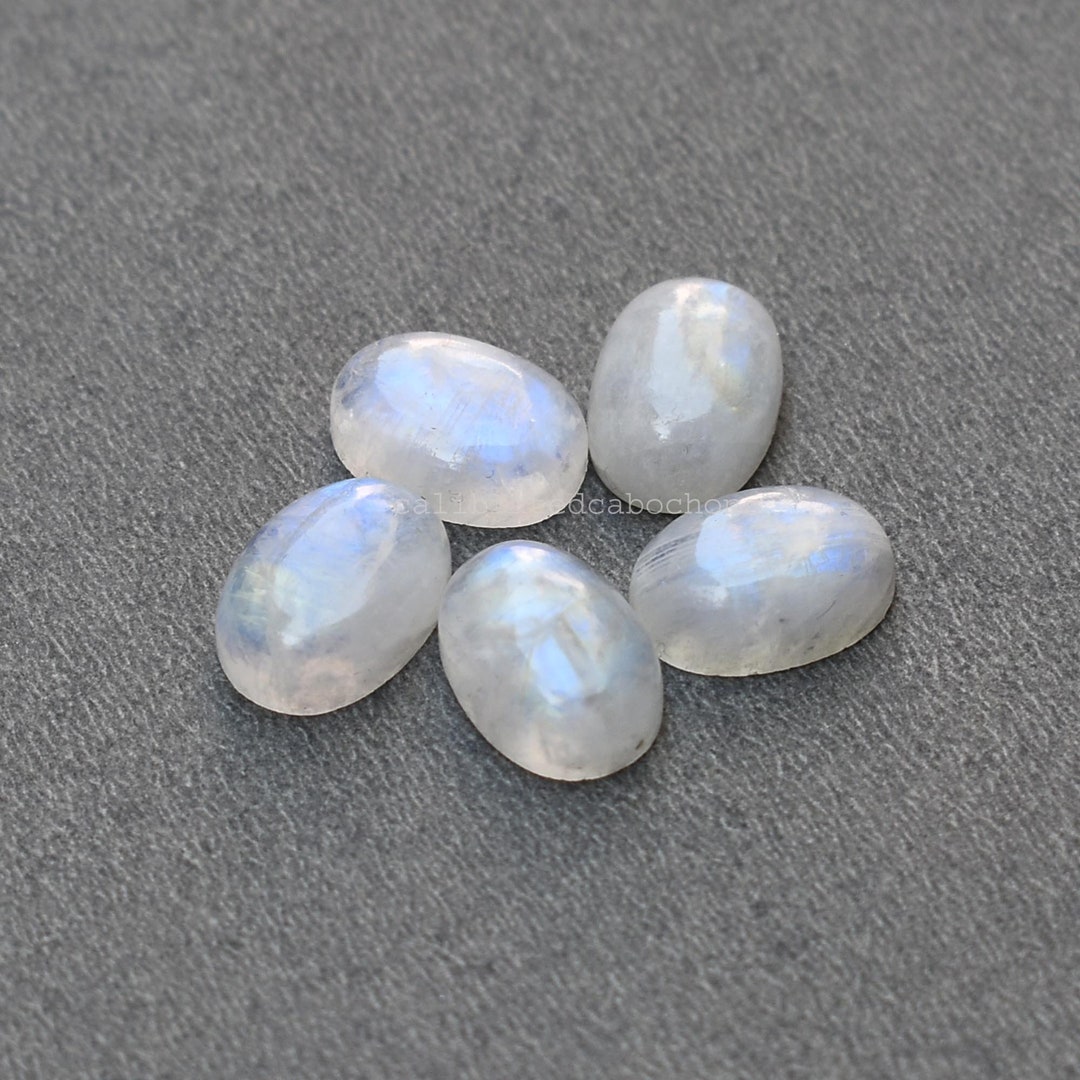 Rainbow Moonstone Cabochons: Oval Flat Back Gemstone, Bezel Setting - Etsy