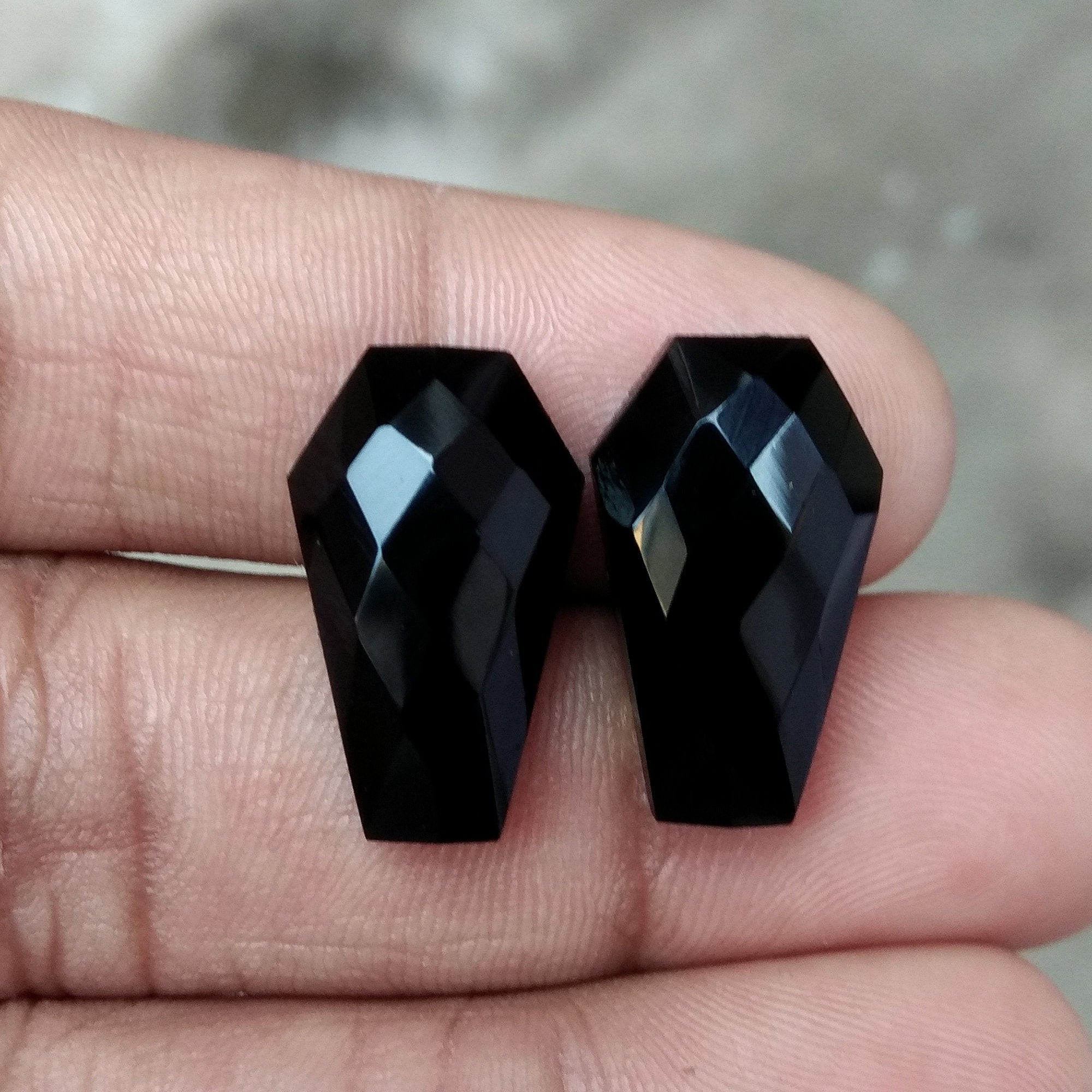 Black Onyx Coffin Gemstone Pair Gemstone Black Onyx Stone - Etsy