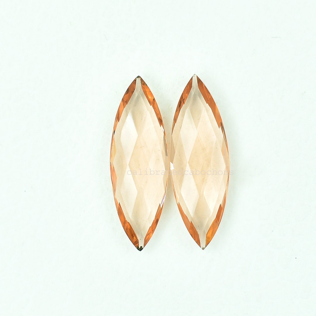 Morganite Quartz, Pair Gemstone, 10x30 Mm Long Marquise Briolette Cut ...