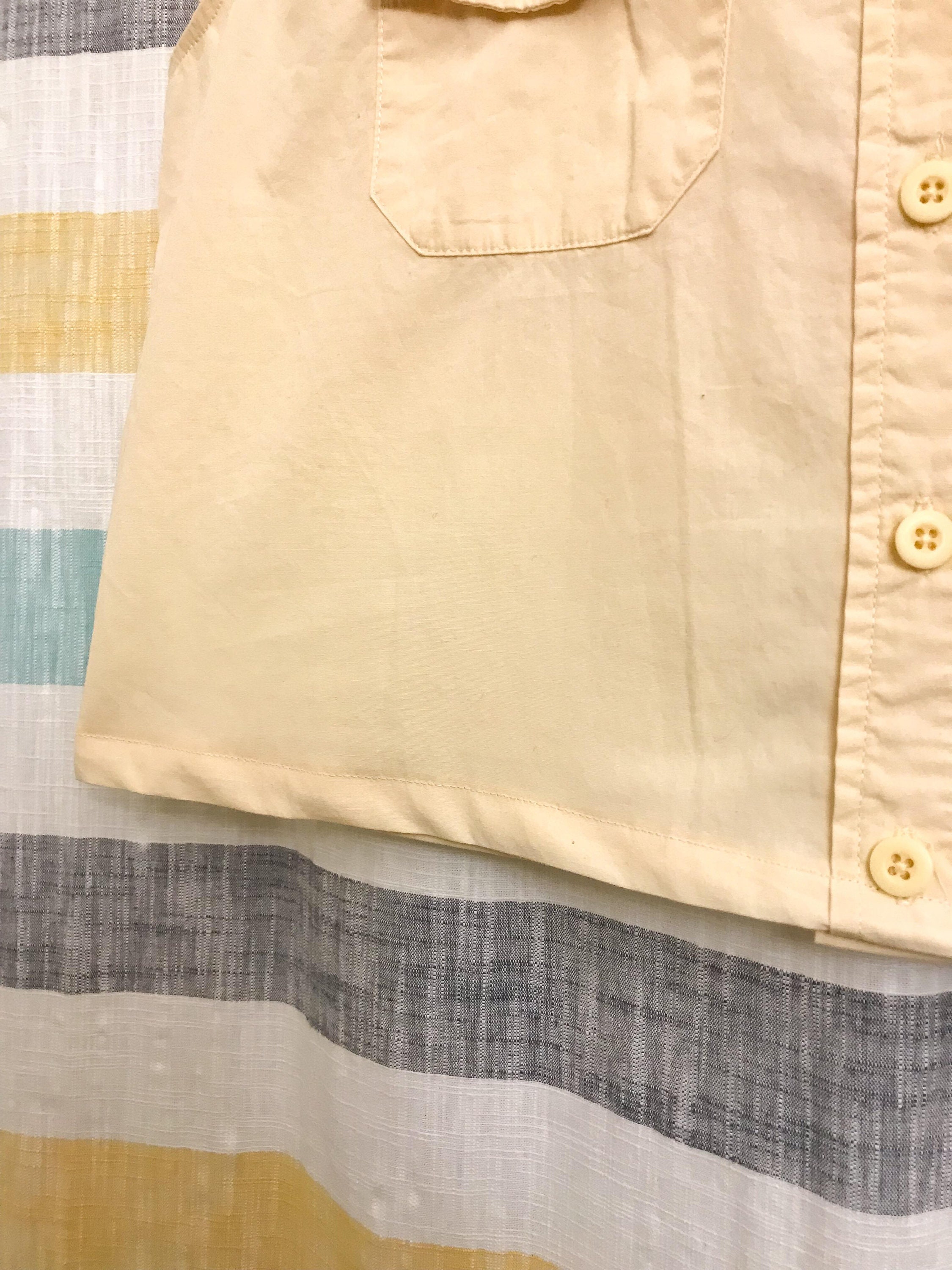Yellow Button up Cropped Sleeveless - Size M (4-6) Refashioned Women's ...