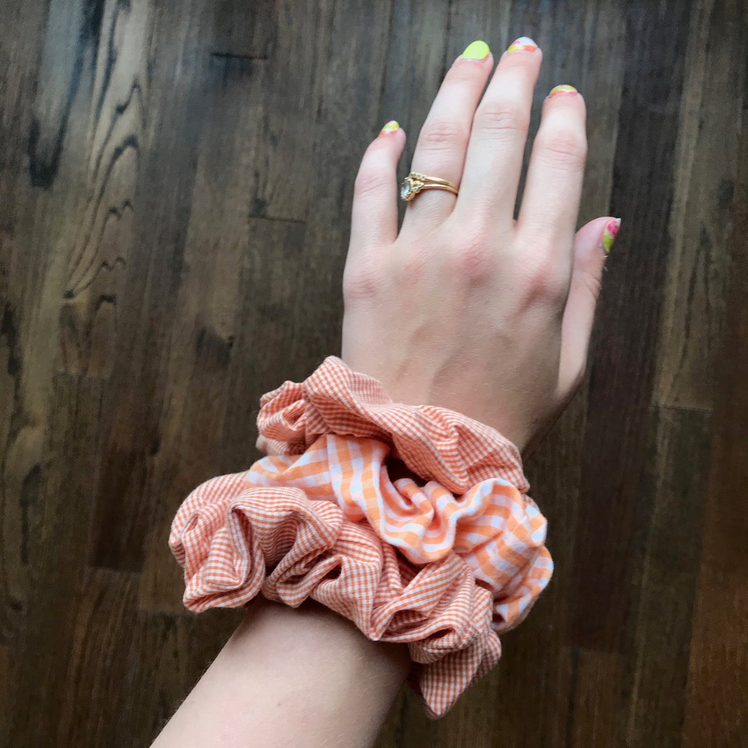 Preppy Orange Dream Scrunchies - Set of 3 Women's Refashioned Hair Tie ...