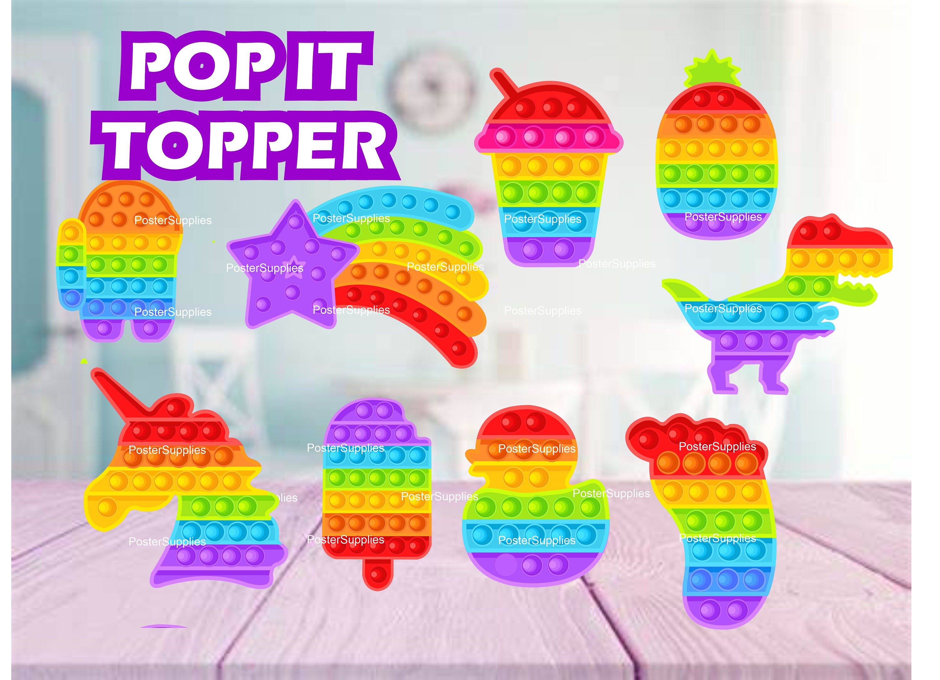 Printable Pop It Fidget Toy Party Cupcakes Toppers Fidget Pop - Etsy