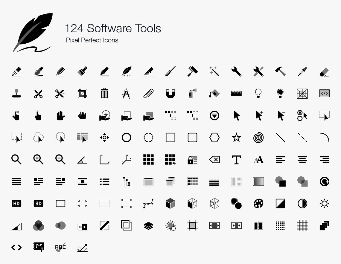Software Tools User Interfaces Icons Symbol Sign Pictogram Bundle Set ...