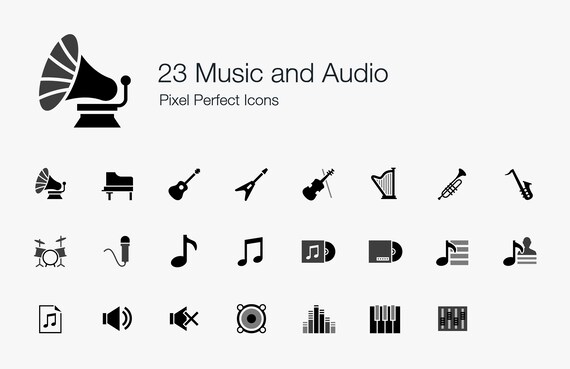 Music and Audio Icons Symbol Sign Pictogram in Vector EPS PNG - Etsy