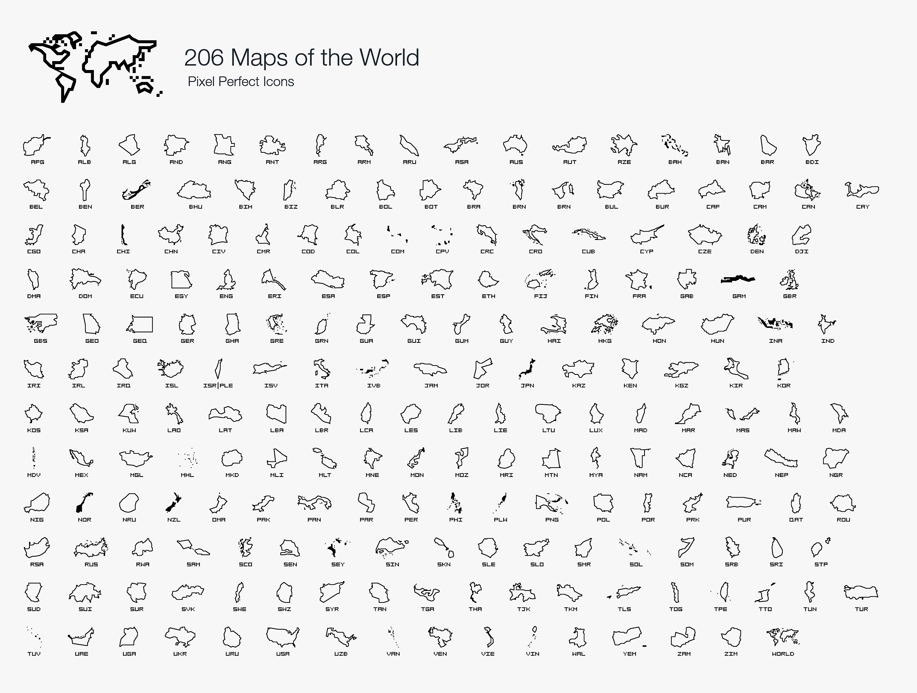 Complete Maps of the World Line Icons Sign Symbol Pictogram Set Bundle ...