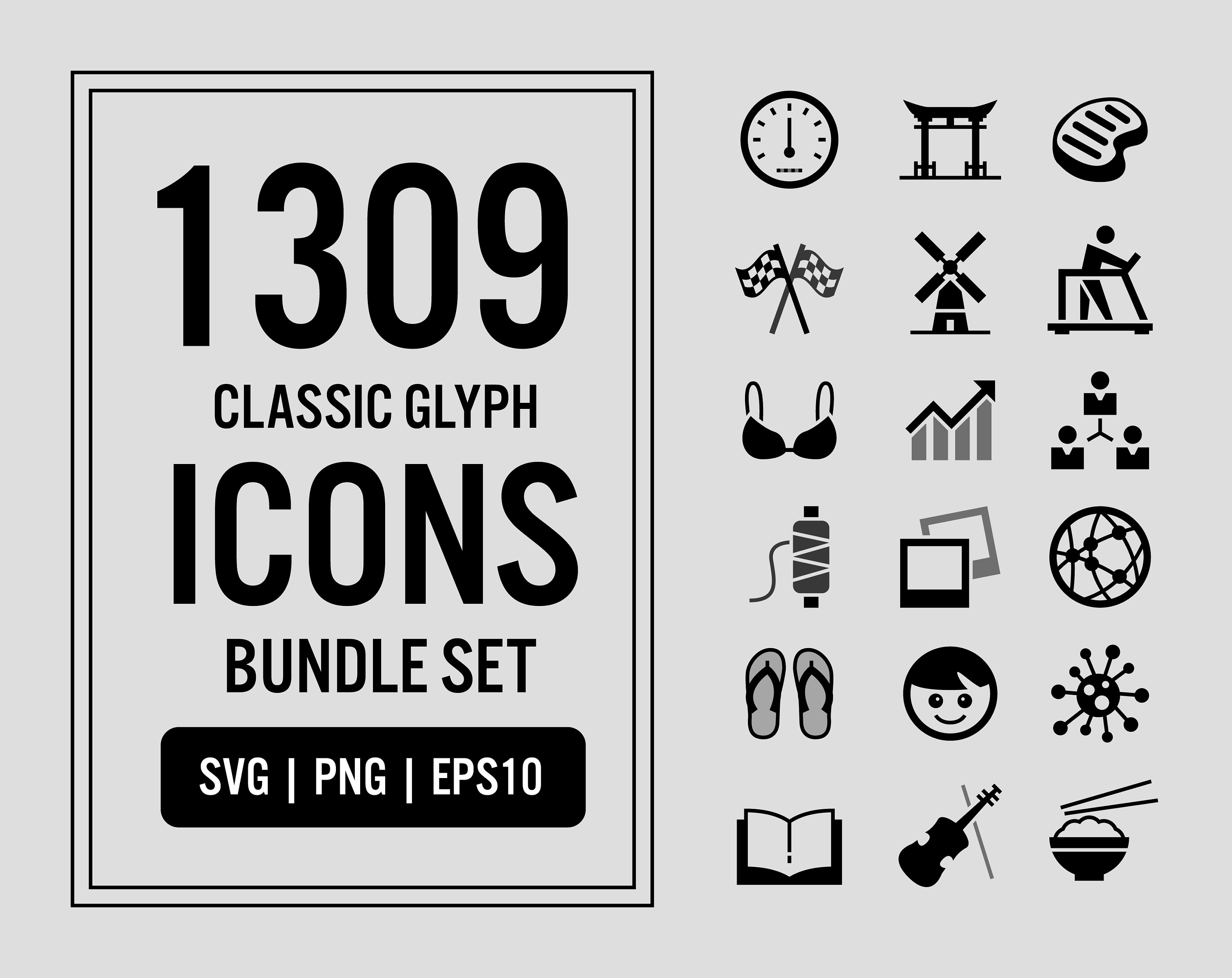 1309 Classic Glyph Vector Icons Bundle Set in SVG PNG EPS. - Etsy