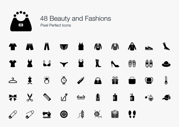 Beauty and Fashions Icons Pictogram Sign Symbol Set Bundle in | Etsy