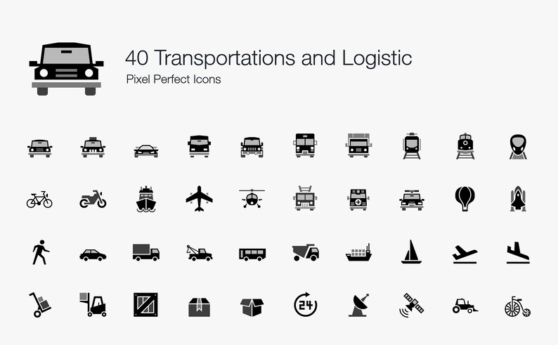 Transportation and Logistic Icons Symbol Sign Pictogram Vector EPS PNG ...