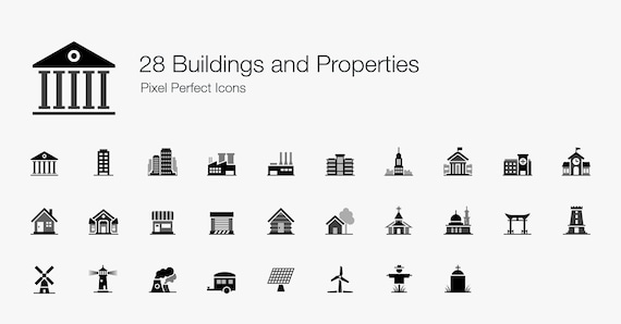 28 Buildings Houses Properties Real Estates Icon Pictogram - Etsy