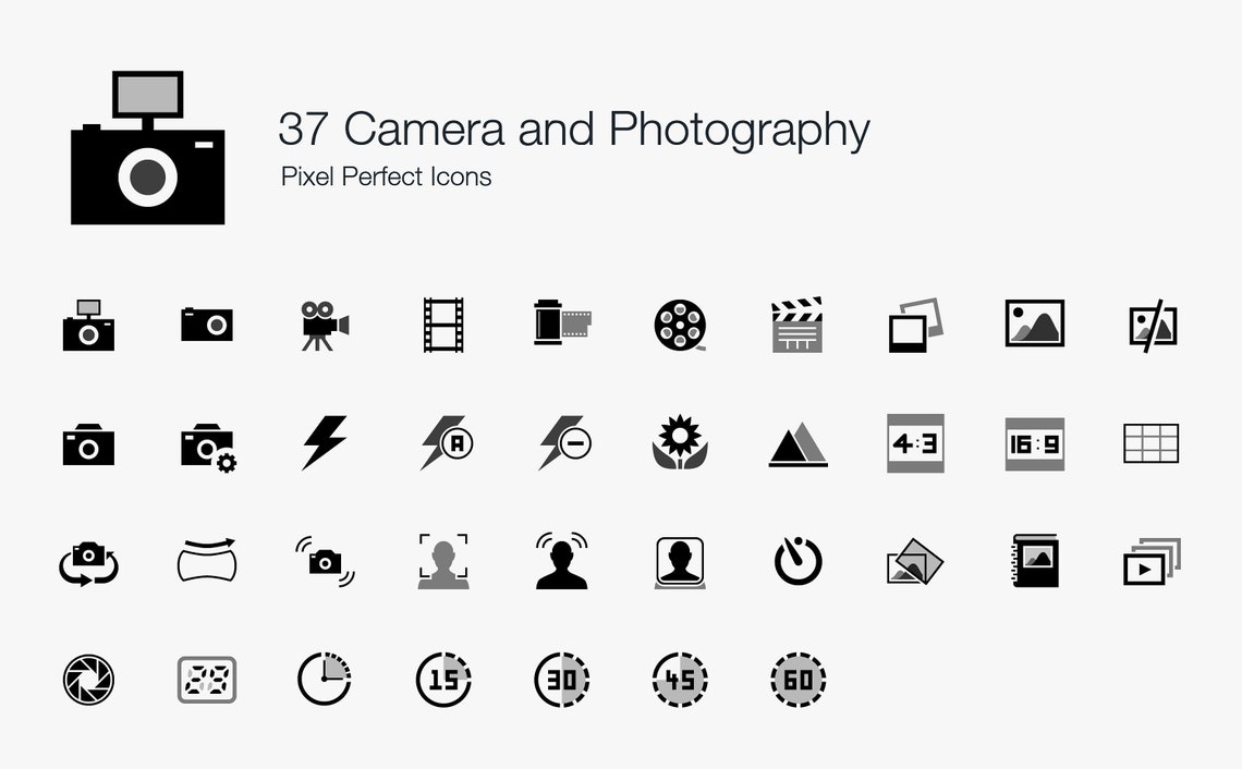 Camera and Photography Icon Pictogram Sign Symbol Set Bundle - Etsy