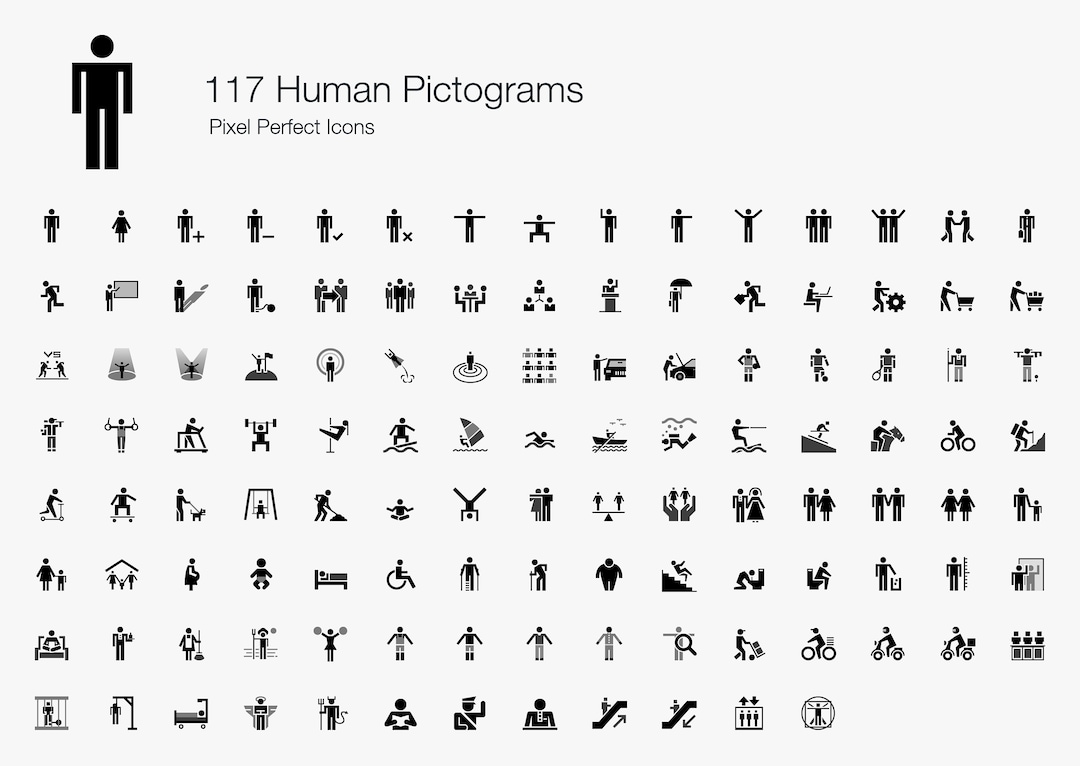 Human People Man Stick Figure Icon Symbol Sign Pictogram Bundle Set in ...