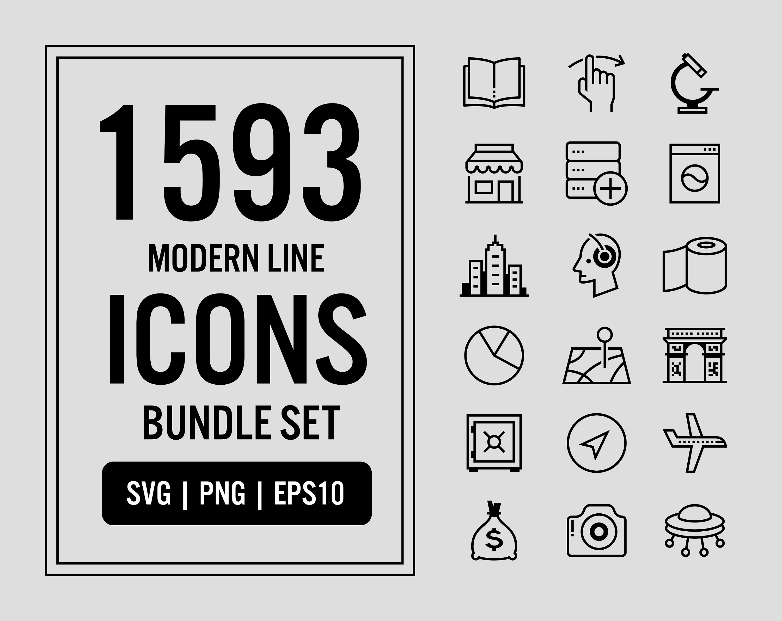 1593 Modern Line Vector Icons Bundle Set in SVG PNG EPS. Simple Small ...