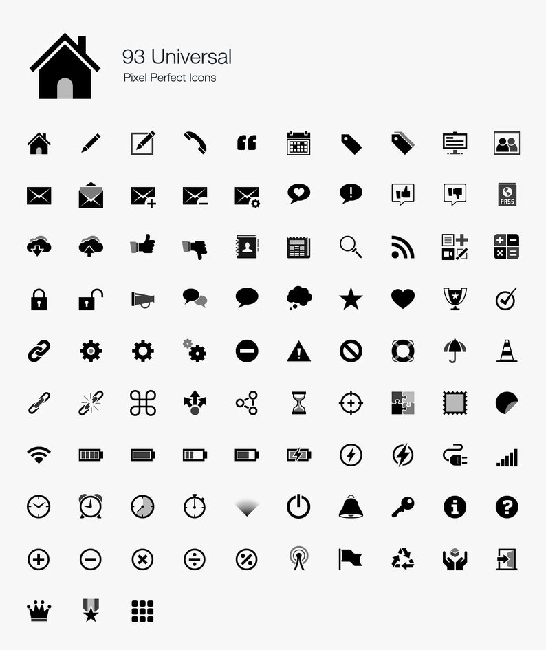 Universal Web Standard Basic Icons Symbol Sign Pictogram - Etsy UK