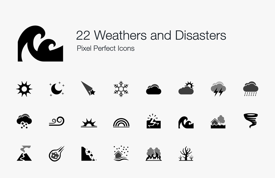 Weathers and Disasters Icon Sign Symbol Pictogram Vector EPS PNG SVG ...