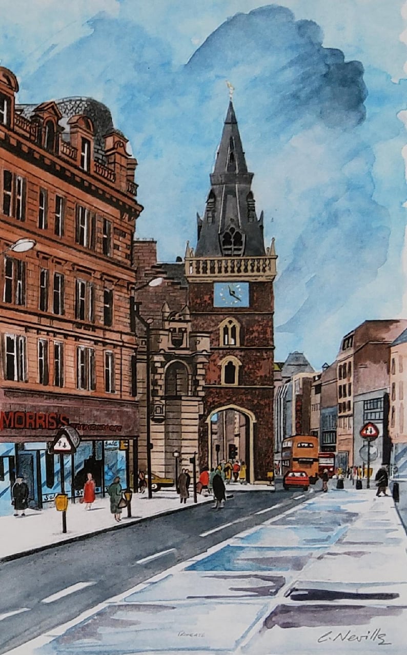 Glasgow Print of Trongate Glasgow Cross by Catherine Neville - Etsy UK