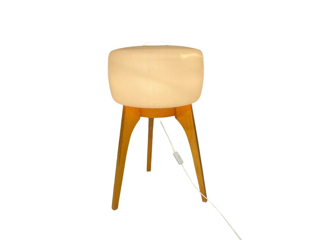 Large Floor Lamp by ULUV, Wood & Frosted Glass, Czechoslovakia, 1960s ...