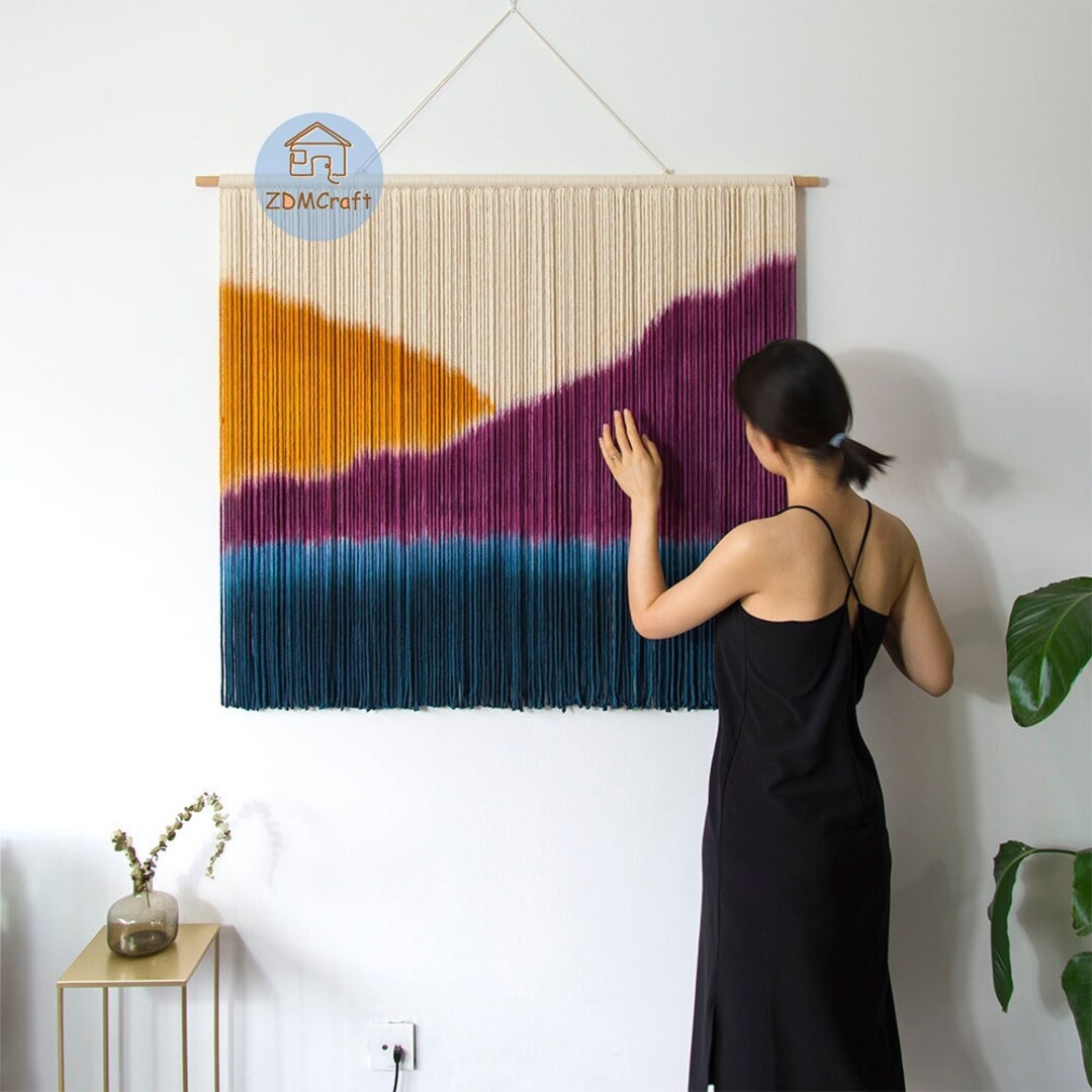 Customizable Dip Dyeing Macrame, Large Macrame Wall Decor, Bohemian ...