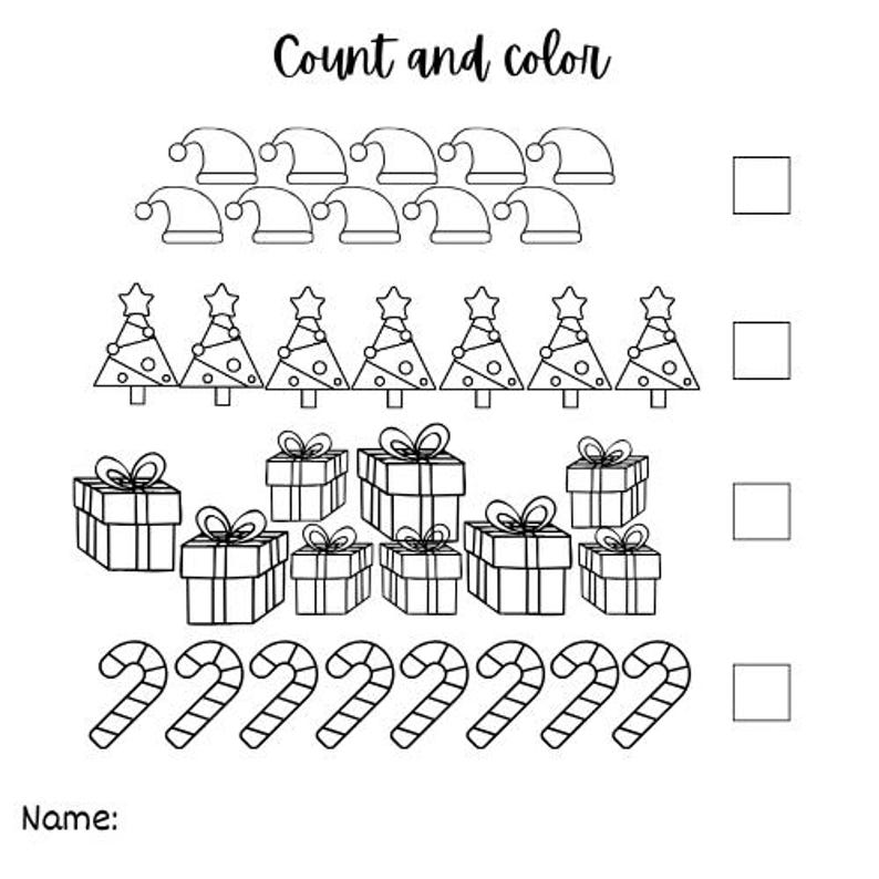 Count and Color christmas Edition - Etsy
