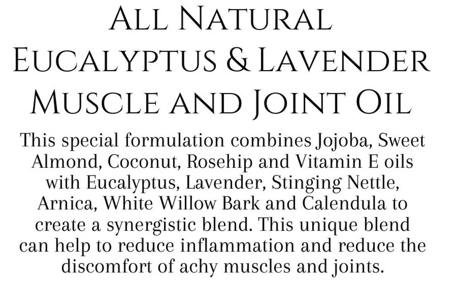 All Natural Eucalyptus & Lavender Muscle and Joint Oil - Etsy