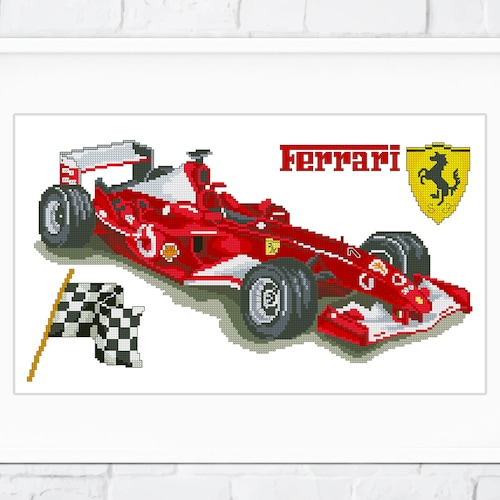 Racing Car Cross Stitch Pattern Modern Art Style Formula 1 - Etsy