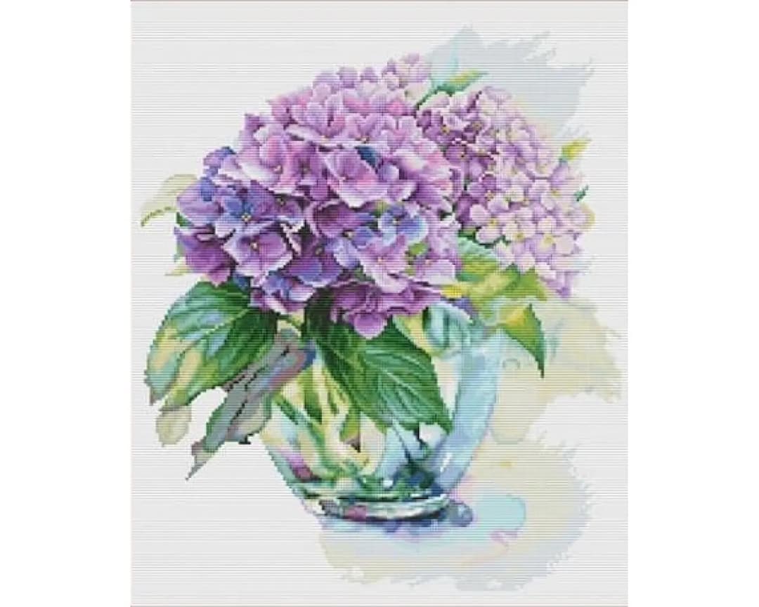 Hydrangeas - Cross Stitch KIT, Floral Modern Cross Stitch Pattern ...