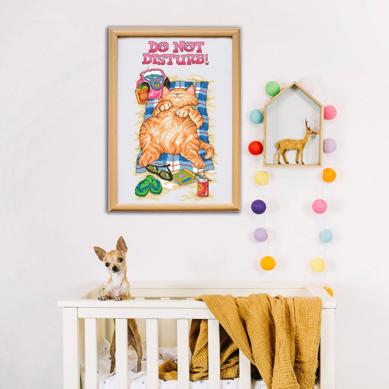 Funny DO NOT DISTURB Cat Counted Cross Stitch Pattern - Relaxing Dont ...