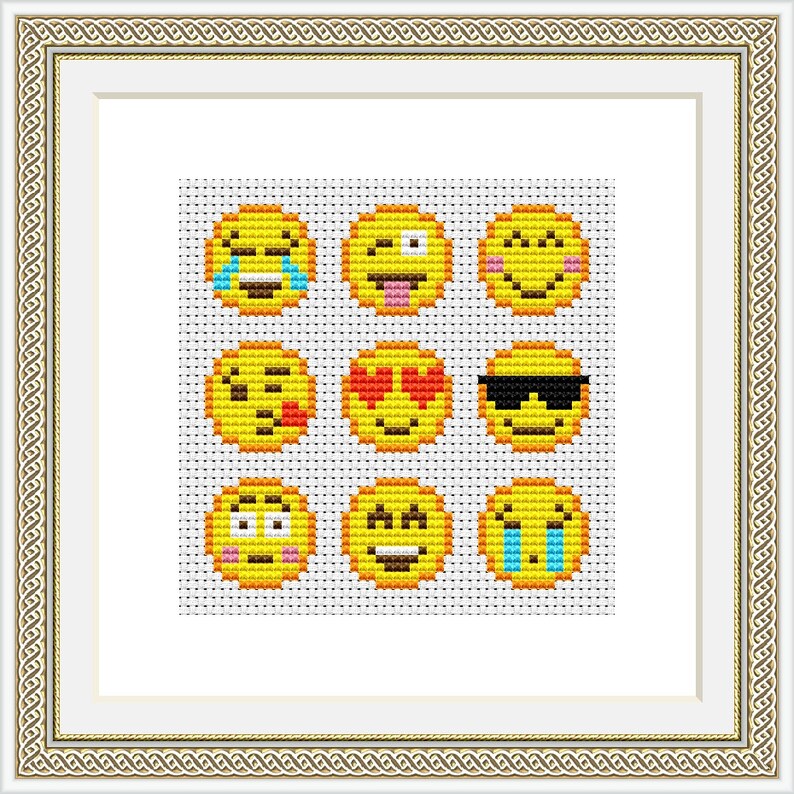 Emoji Simple Modern Cross Stitch Pattern PDF Smile Easy - Etsy